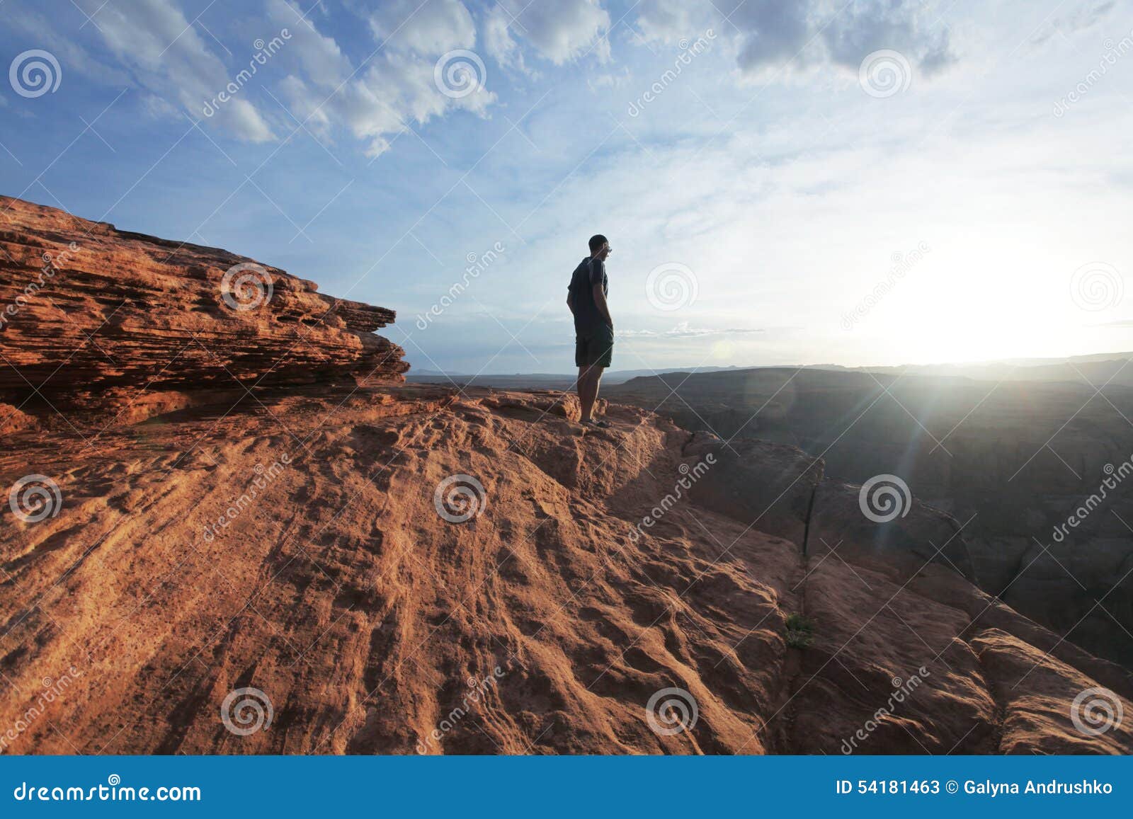 Man on the cliff stock image. Image of overview, view - 54181463