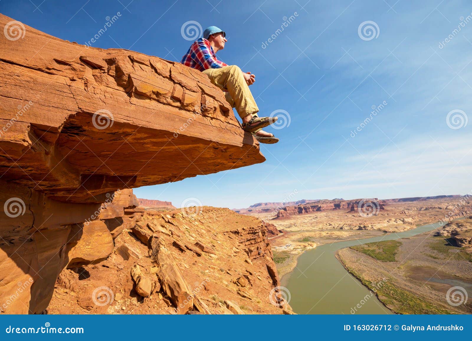 Man on the cliff stock photo. Image of point, america - 163026712