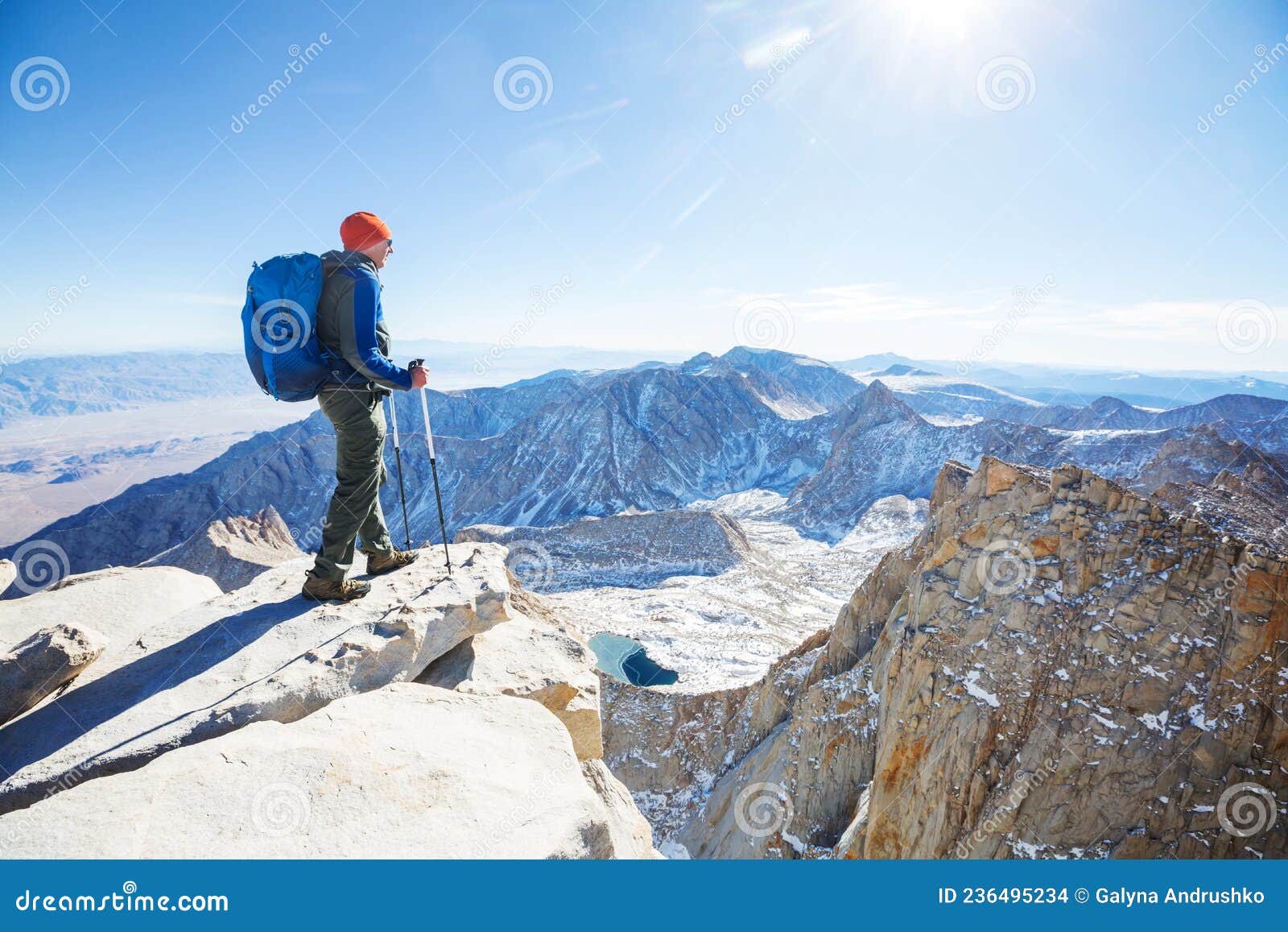 Man on the cliff stock photo. Image of background, destination - 236495234
