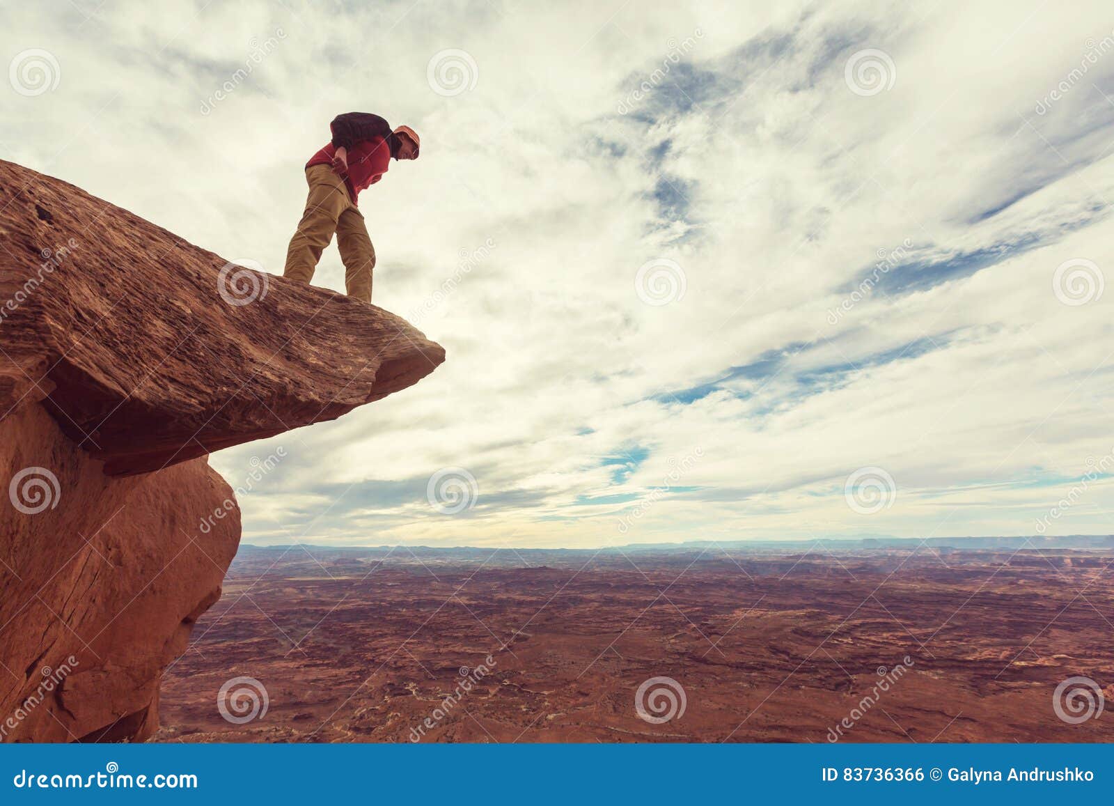 Man on the cliff stock photo. Image of hike, male, inspire - 83736366