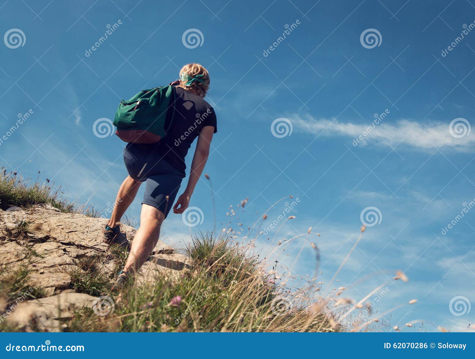Man climb on mountain hill stock photo. Image of outdoor - 62070286