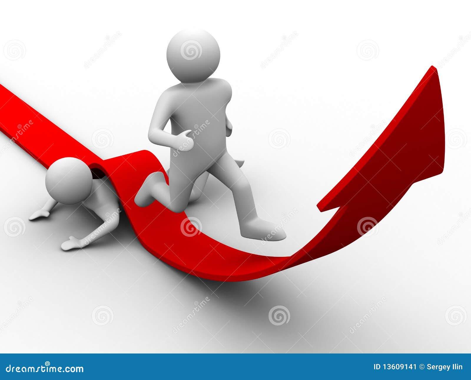 Man climb red arrow stock illustration. Illustration of destination ...