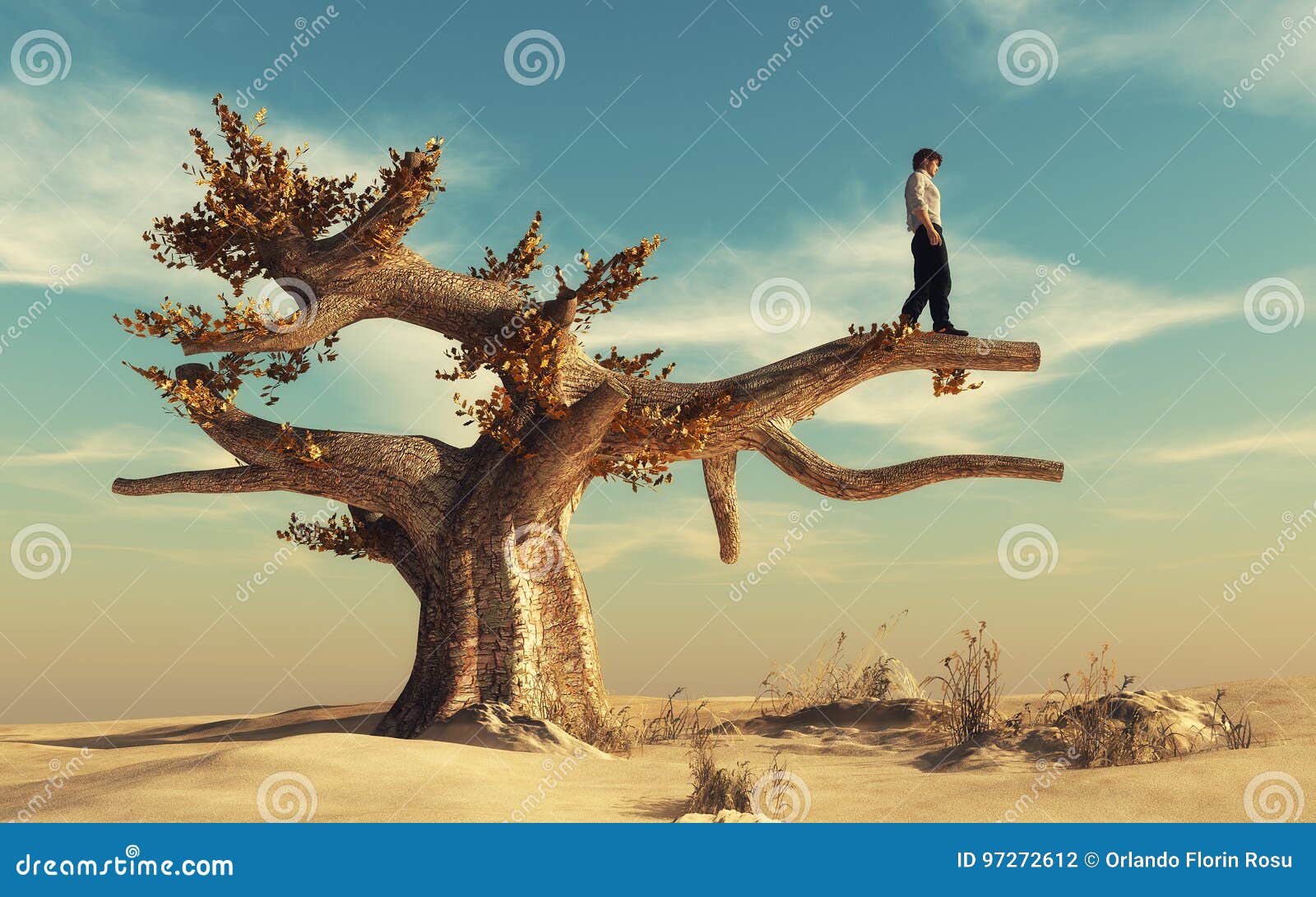 Man climbed a big tree stock illustration. Illustration of outdoor ...