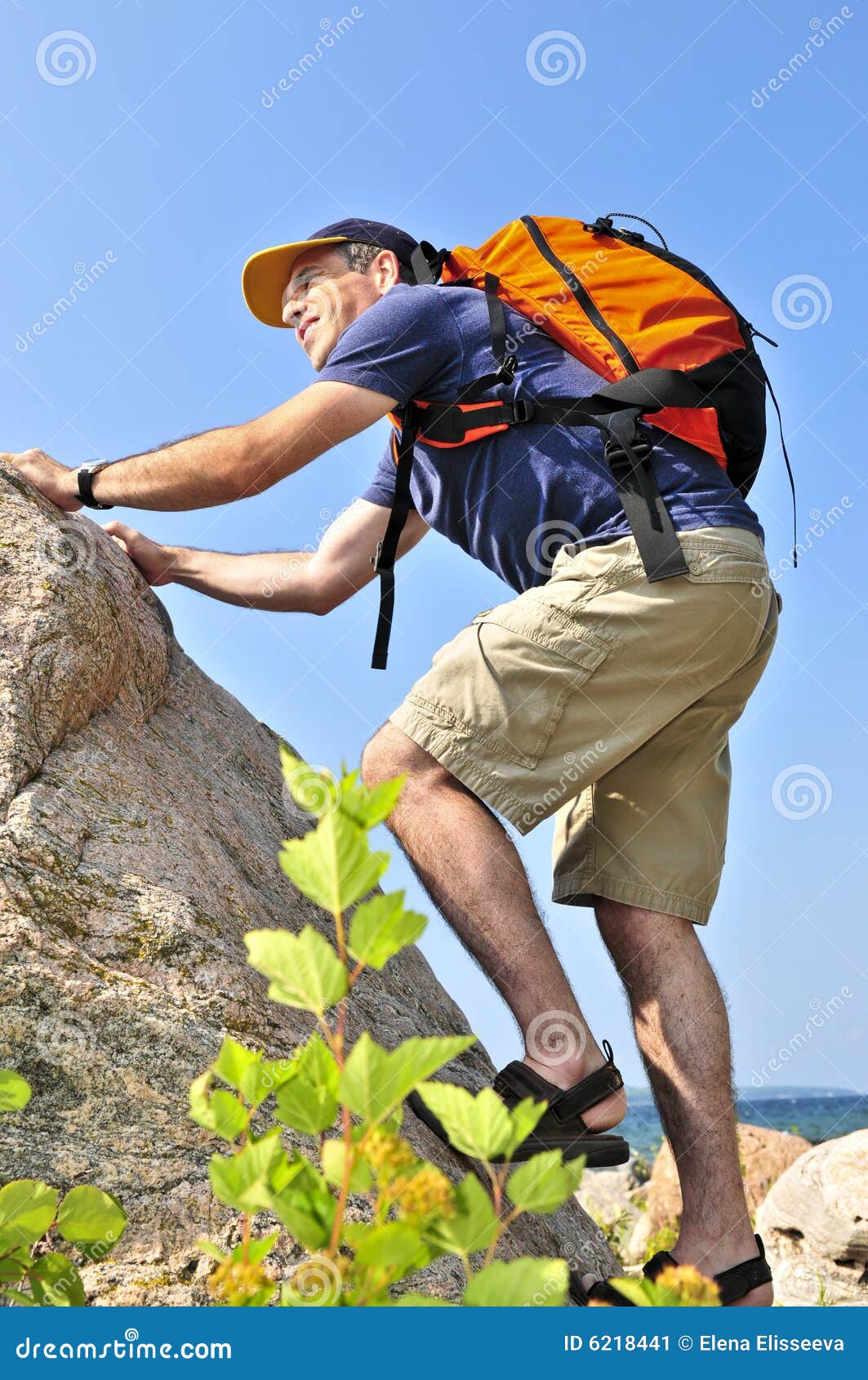 Man climbing stock image. Image of backpacker, lifestyle - 6218441
