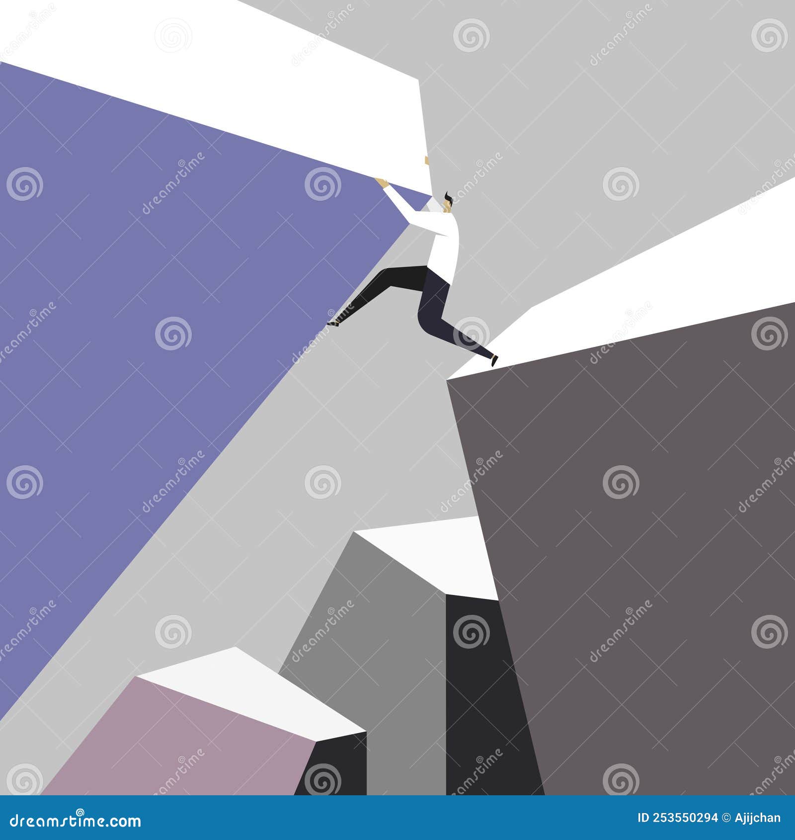 A Man Climbing Up Huge Building Blocks Stock Vector - Illustration of ...