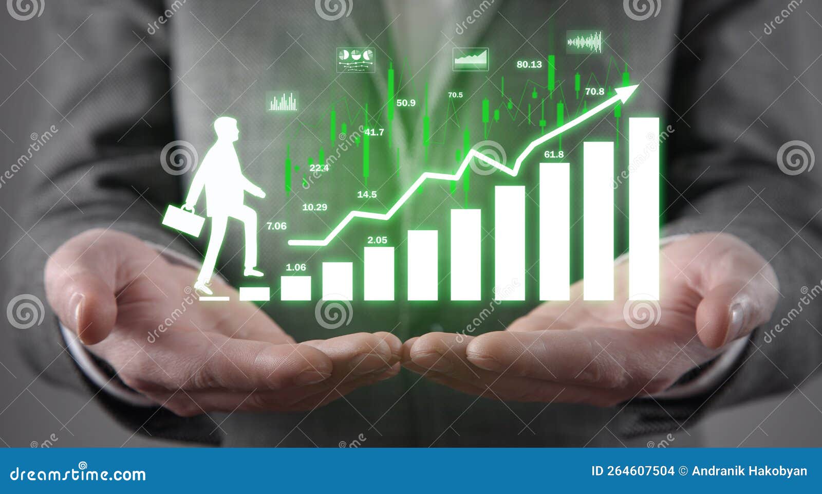 Man Climbing Graph and Stock Market Statistics Stock Photo - Image of ...