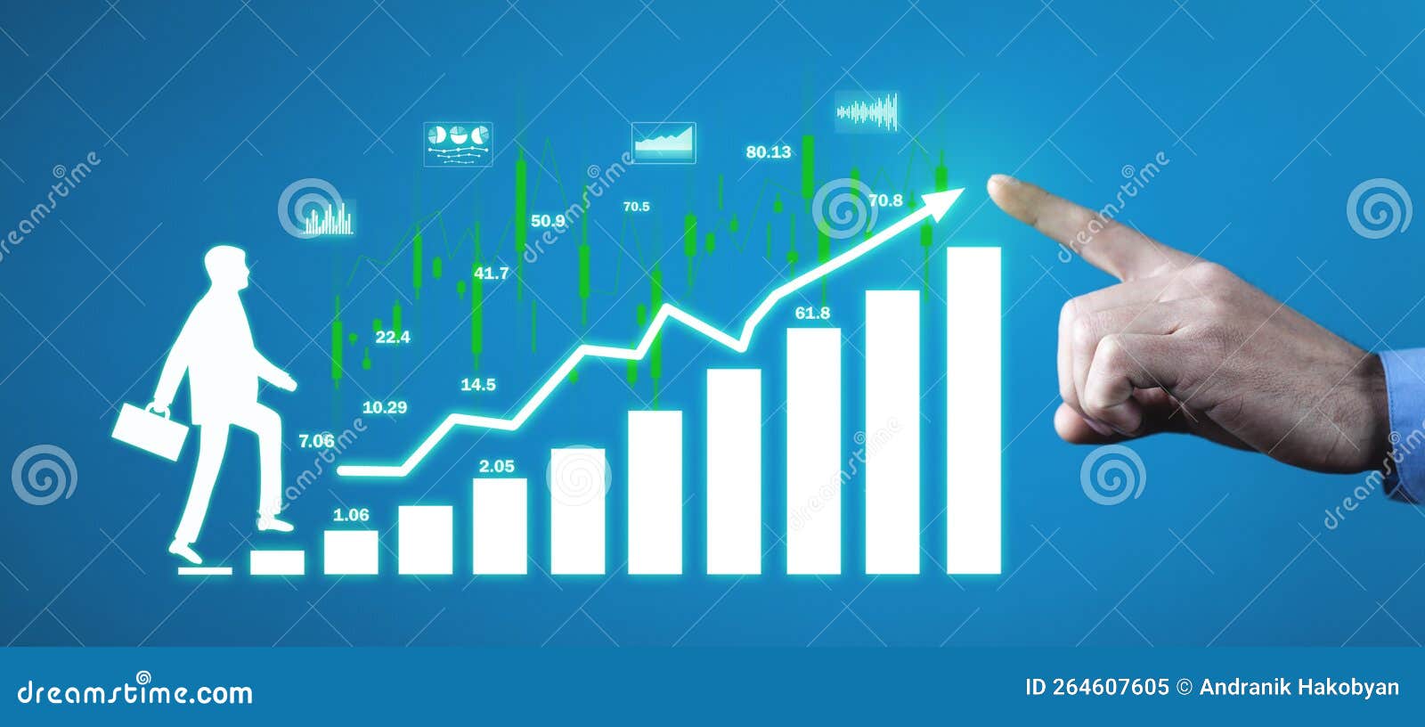 Man Climbing Graph and Stock Market Statistics Stock Image - Image of ...