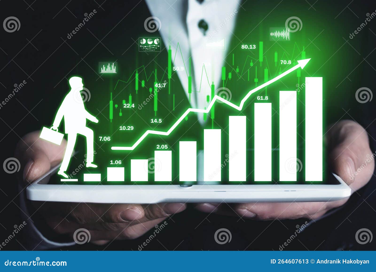 Man Climbing Graph and Stock Market Statistics Stock Image - Image of ...