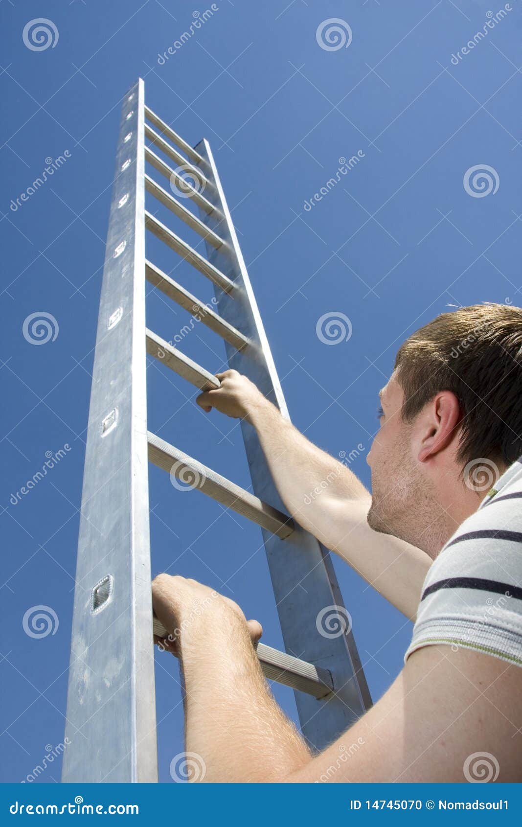 Man climbing ladder stock photo. Image of color, leadership - 14745070