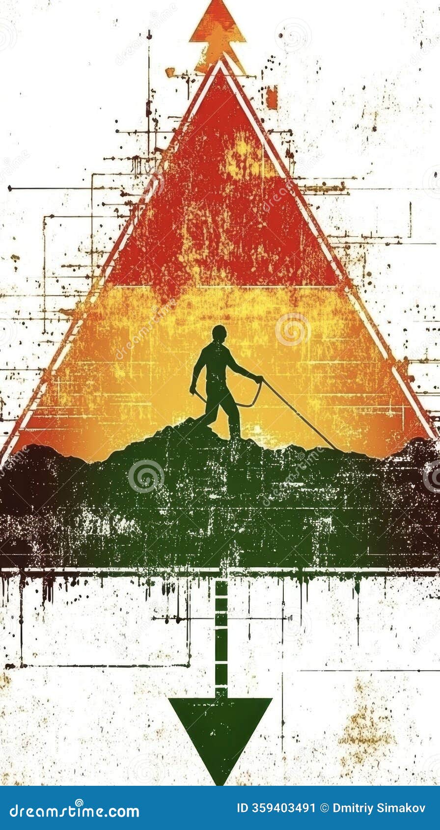 A Man is Climbing a Mountain with a Pickaxe Stock Illustration ...