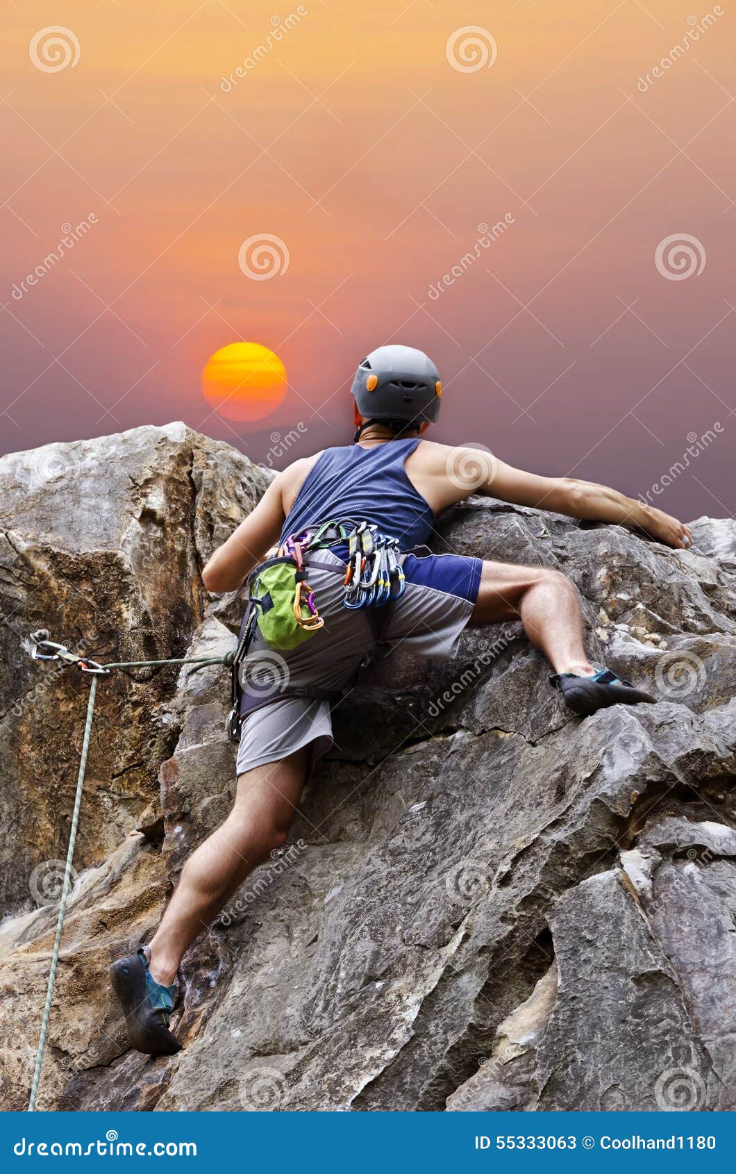 Man climbing mountain stock image. Image of active, cloud - 55333063