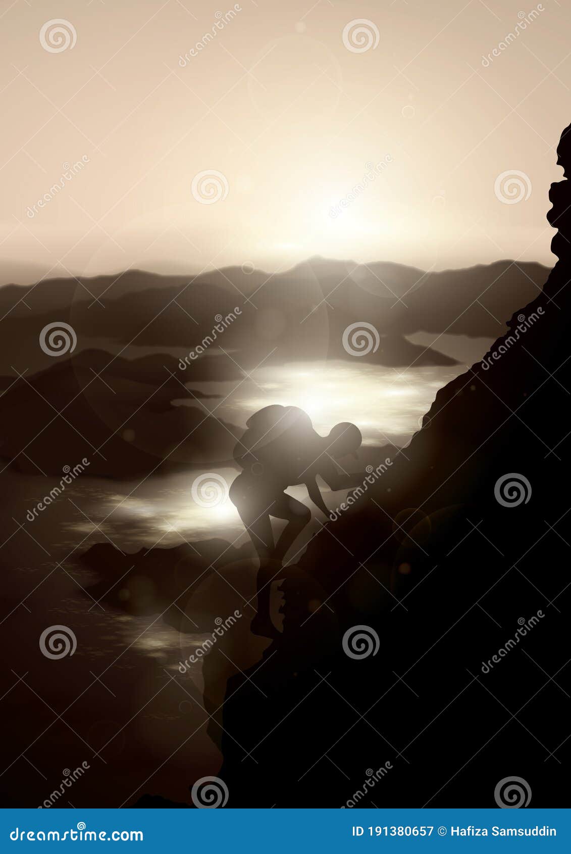 Man Climbing on Mountain. Vector Illustration Decorative Design Stock ...