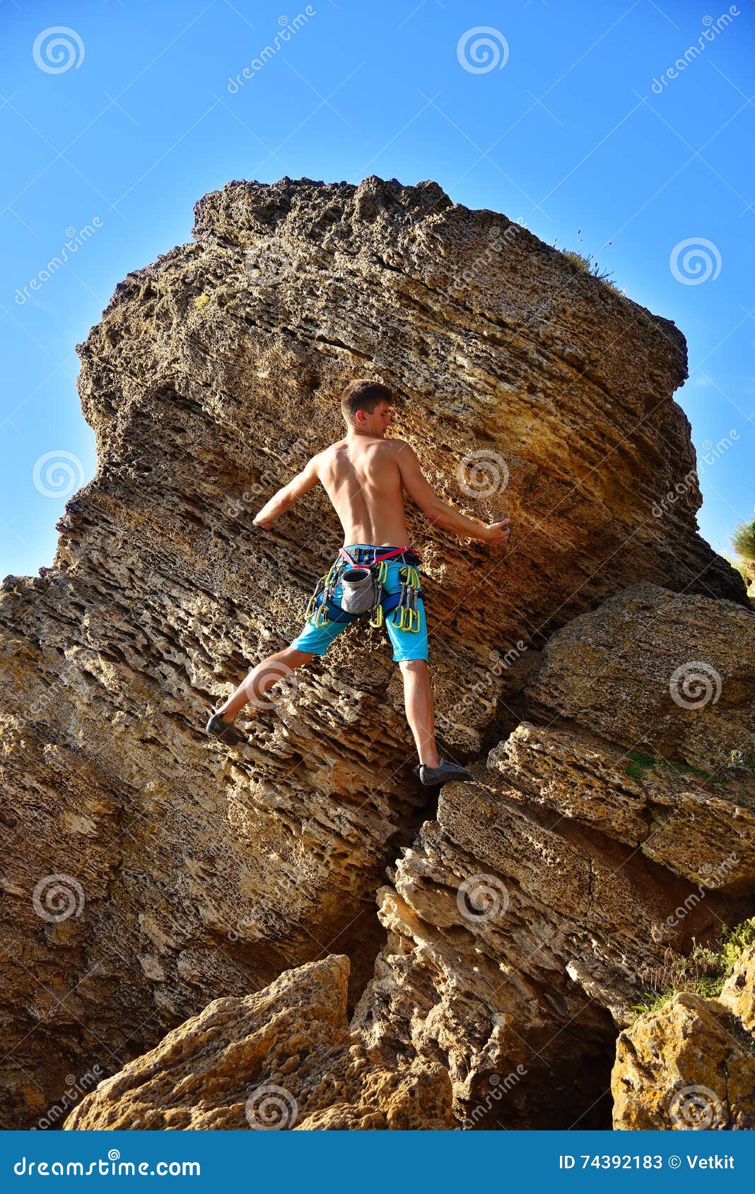 Man climbing on Mountain stock image. Image of altitude - 74392183