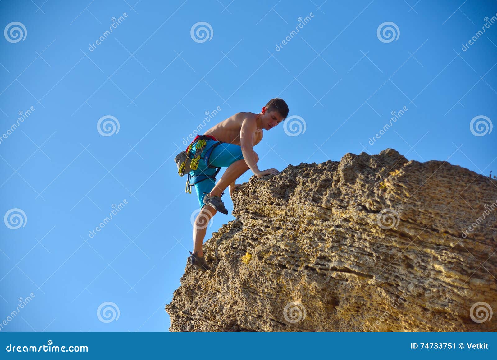 Man climbing on Mountain stock image. Image of cliff - 74733751
