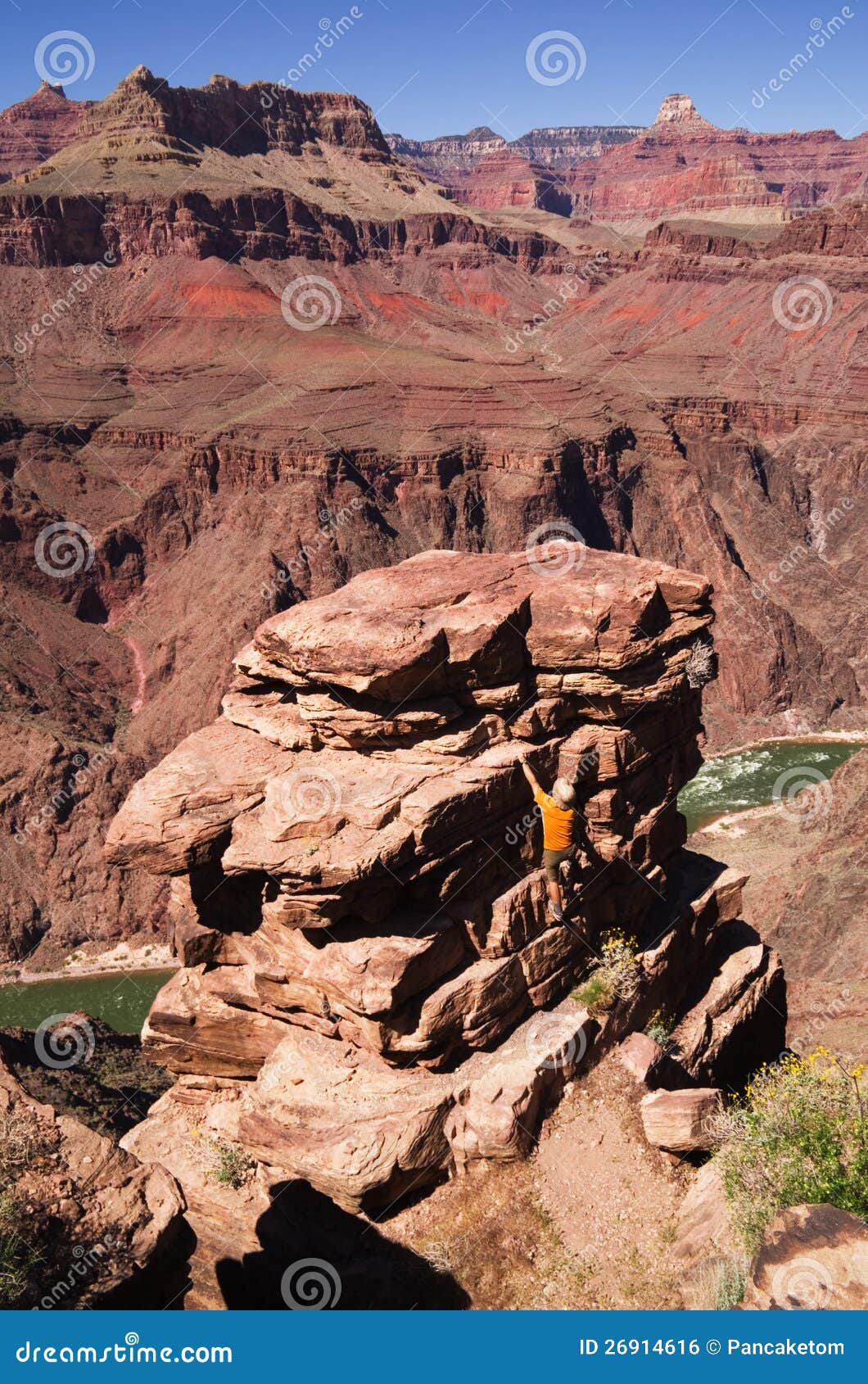 Man Climbing Pinnacle stock photo. Image of park, reach - 26914616