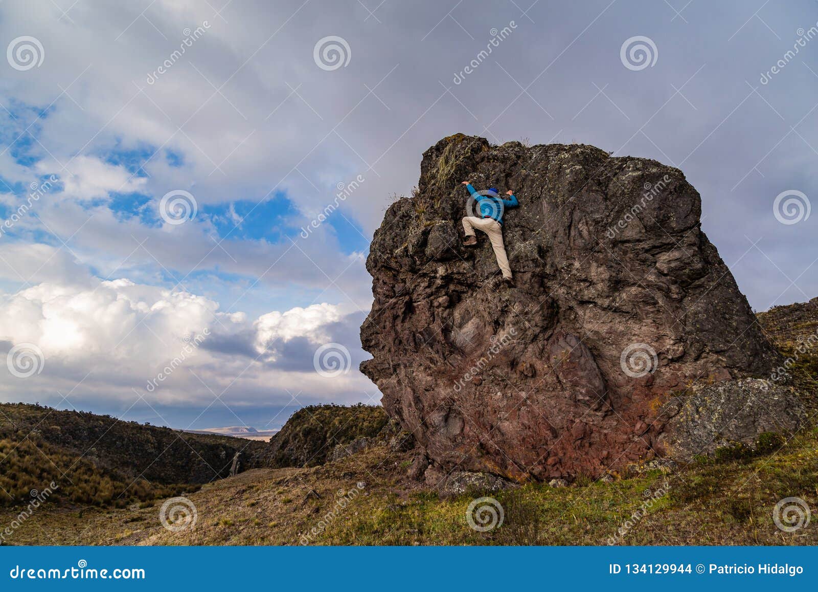 Man climbing a rock stock photo. Image of hiking, sport - 134129944