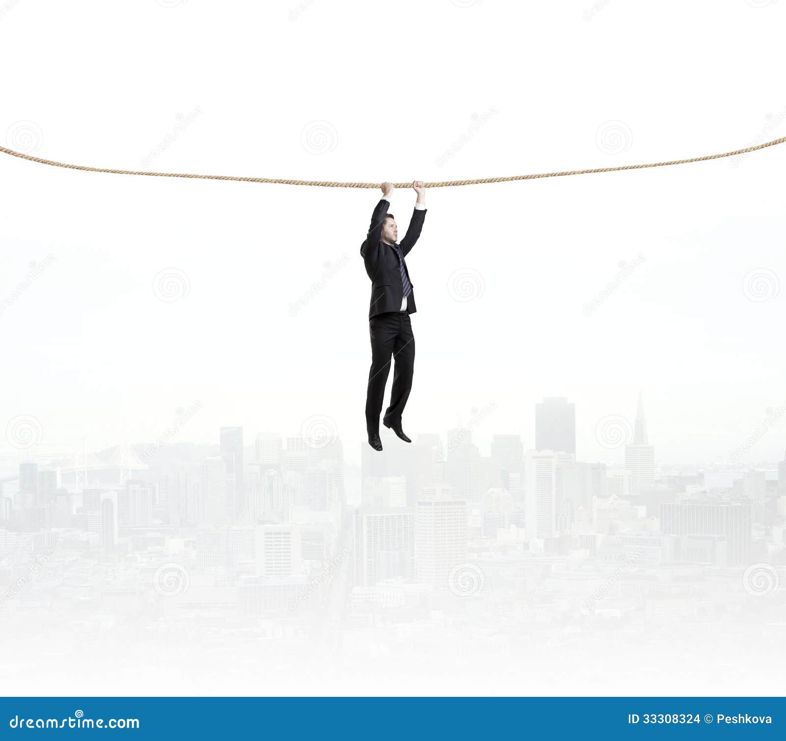 Man climbing on a rope stock photo. Image of caucasian - 33308324