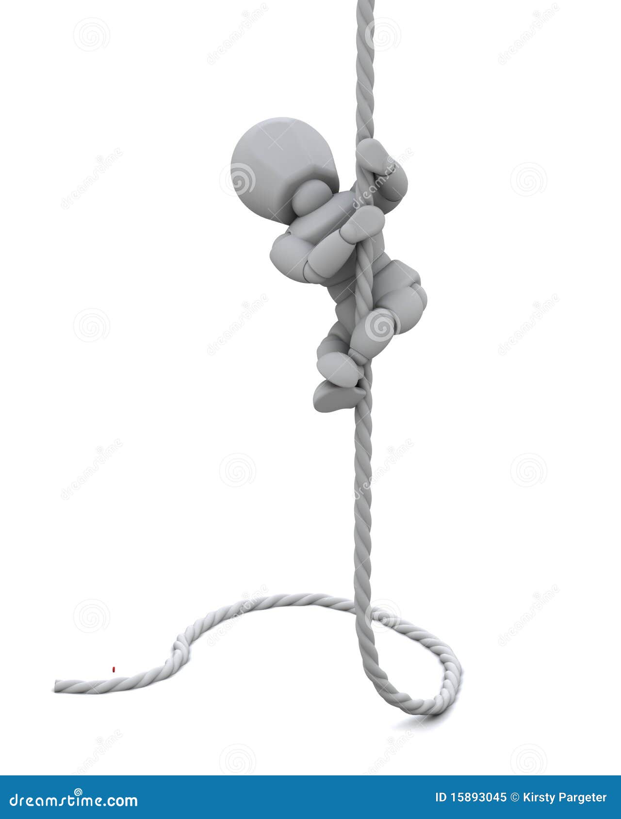 Kid Climbing On Rope In Physical Education Class At School. Child With ...