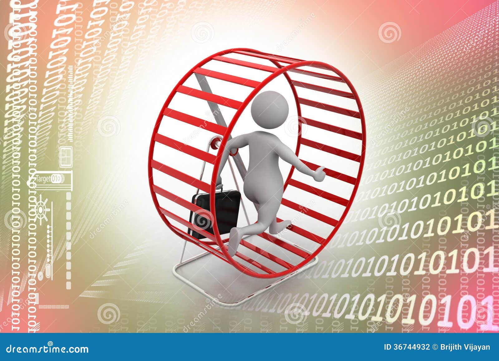 Man Climbing the Rotating Wheel Stock Illustration - Illustration of ...