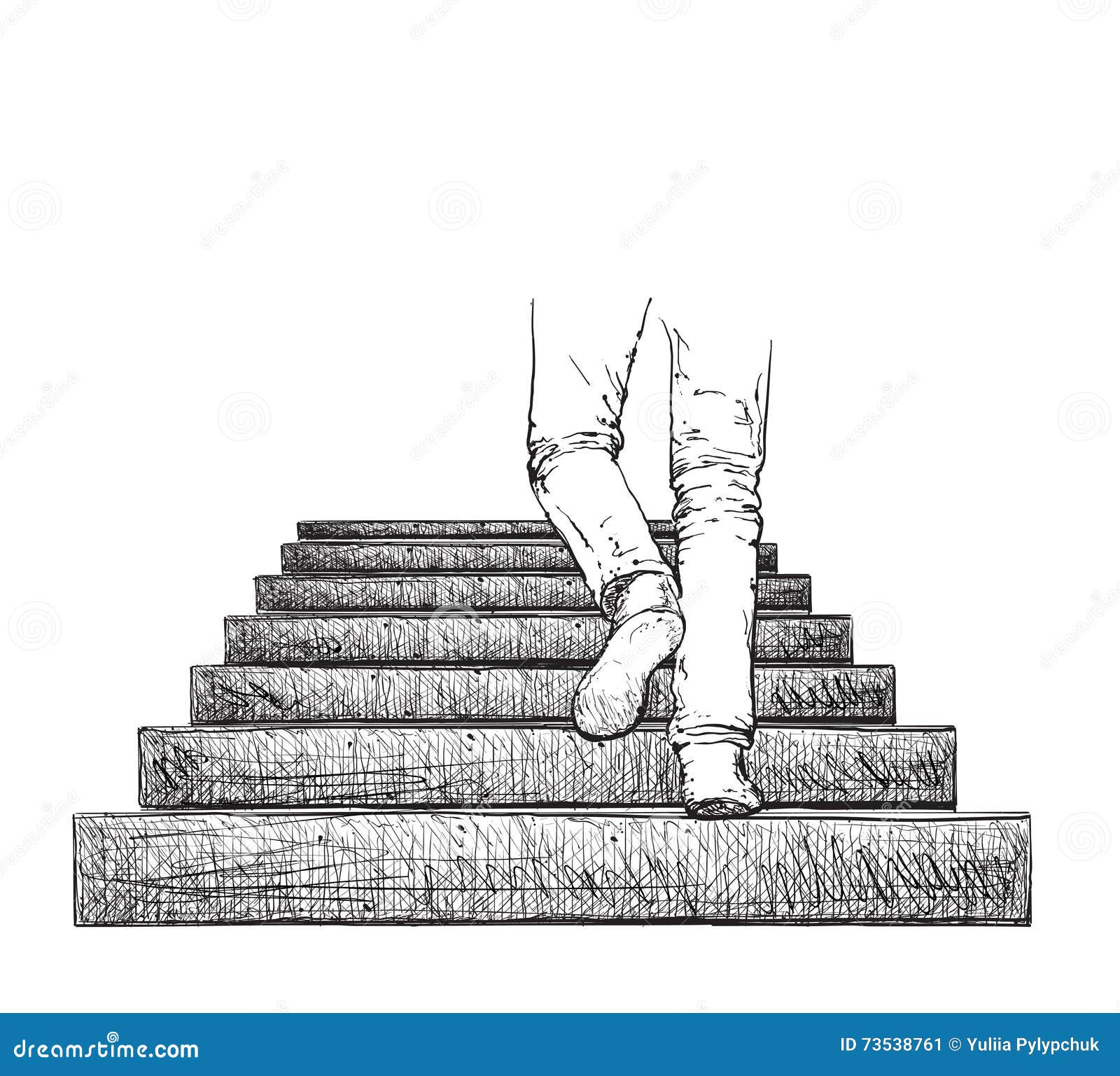 Man climbing the stairs. stock vector. Illustration of resolute - 73538761