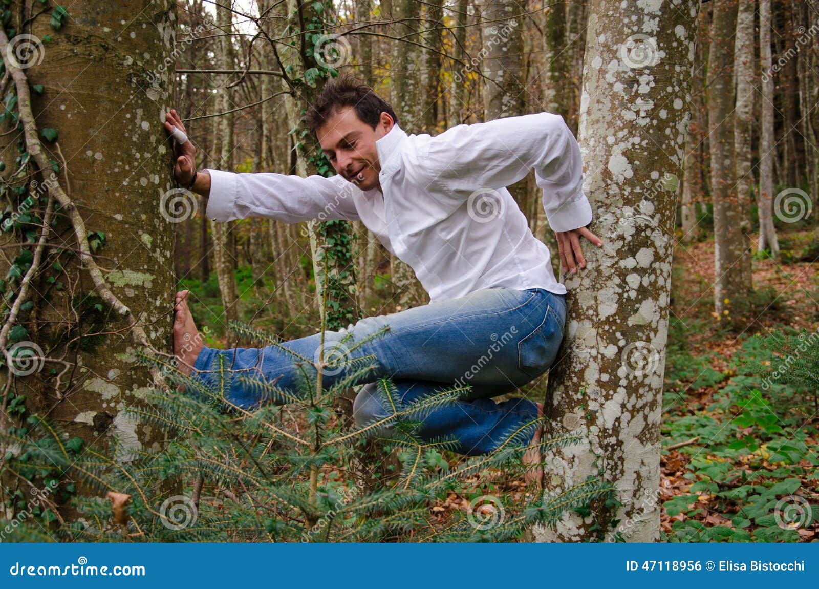 Man climbing on a tree stock photo. Image of climb, smiley - 47118956