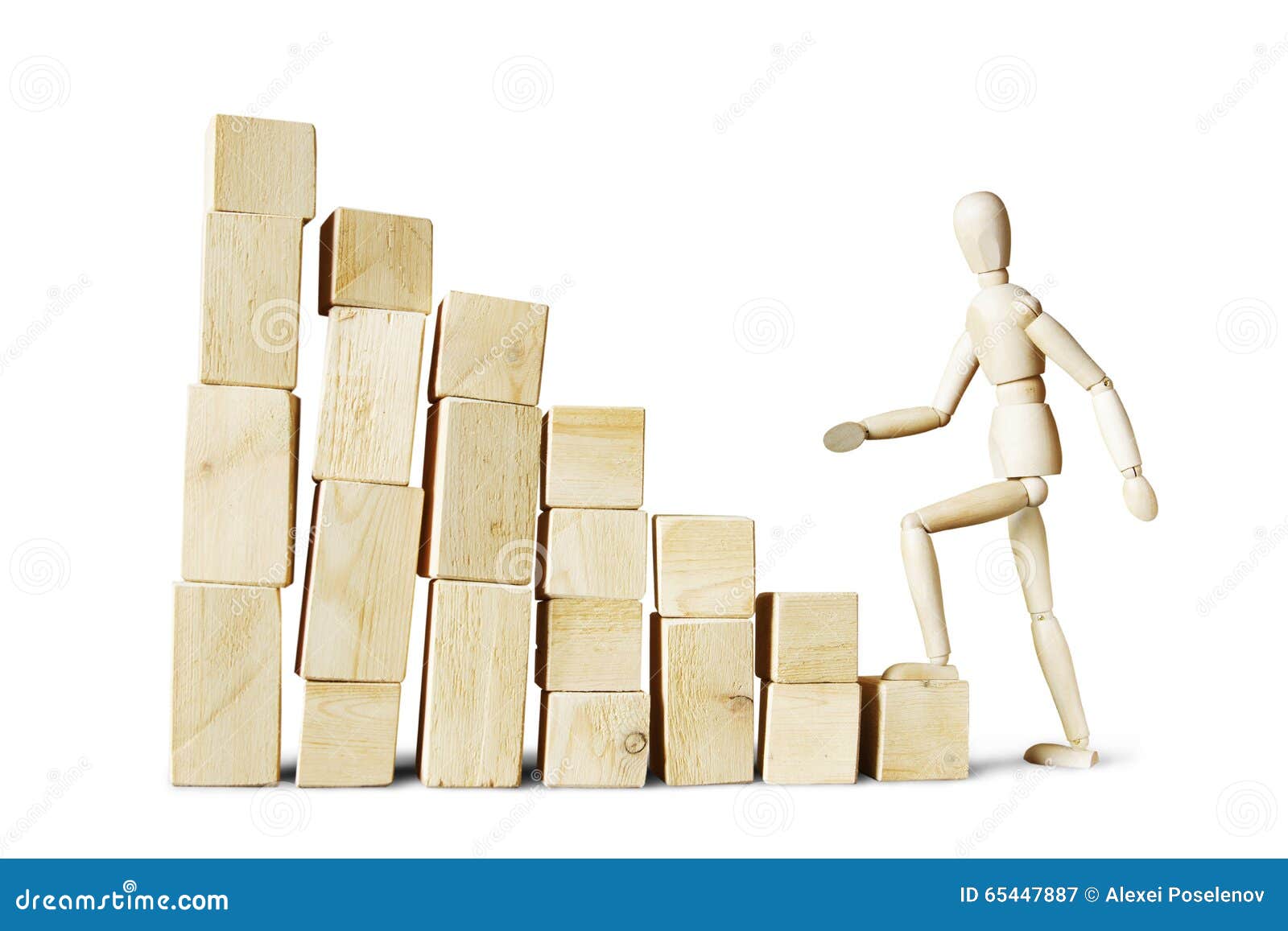 Man Climbing Up To High Stack of Blocks Stock Image - Image of ...