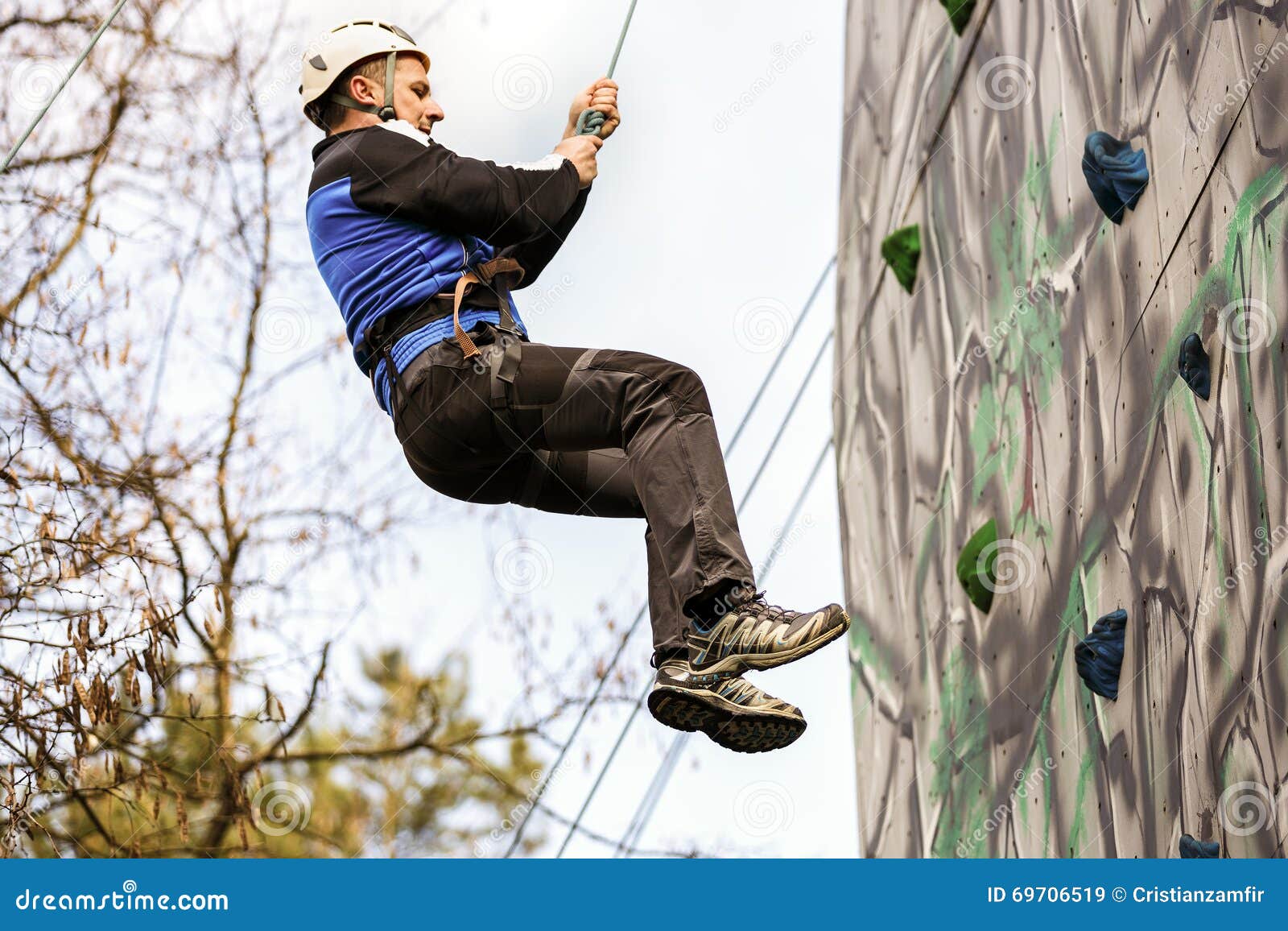 Man Climbing Up a Wall in an Exercise Stock Image - Image of adventure ...