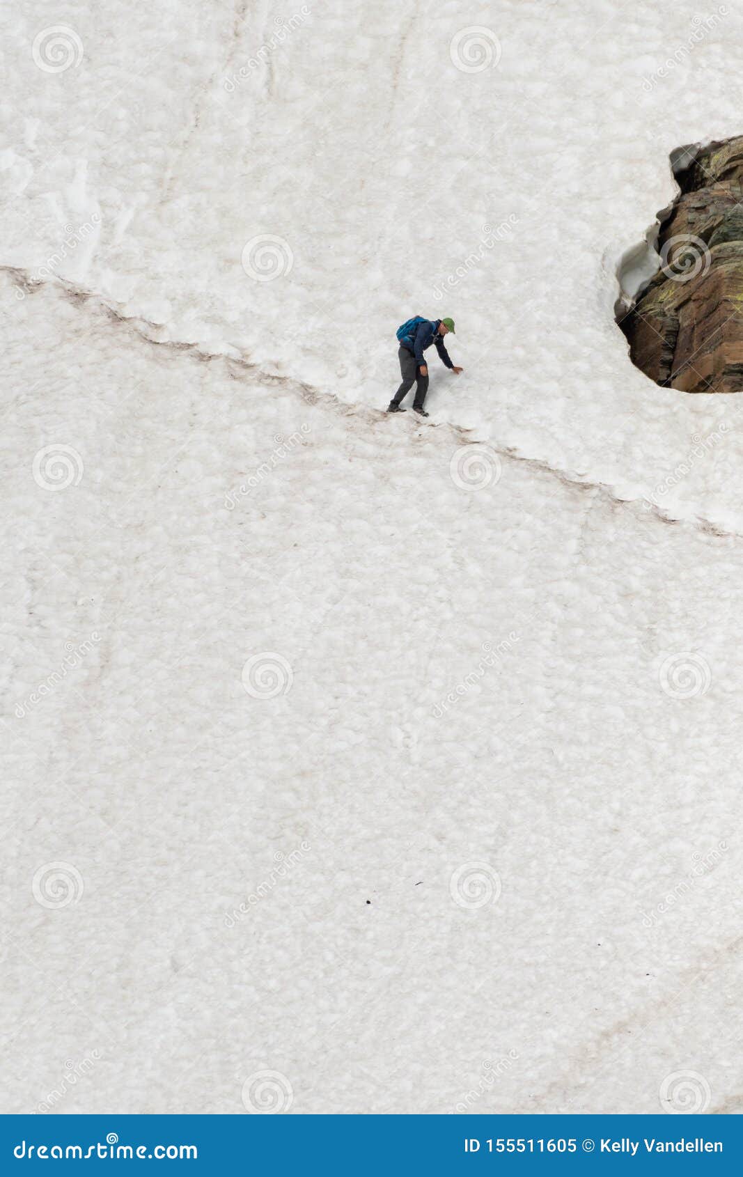 Man Climbs Acros Precarious Snow Trail Editorial Image - Image of ...