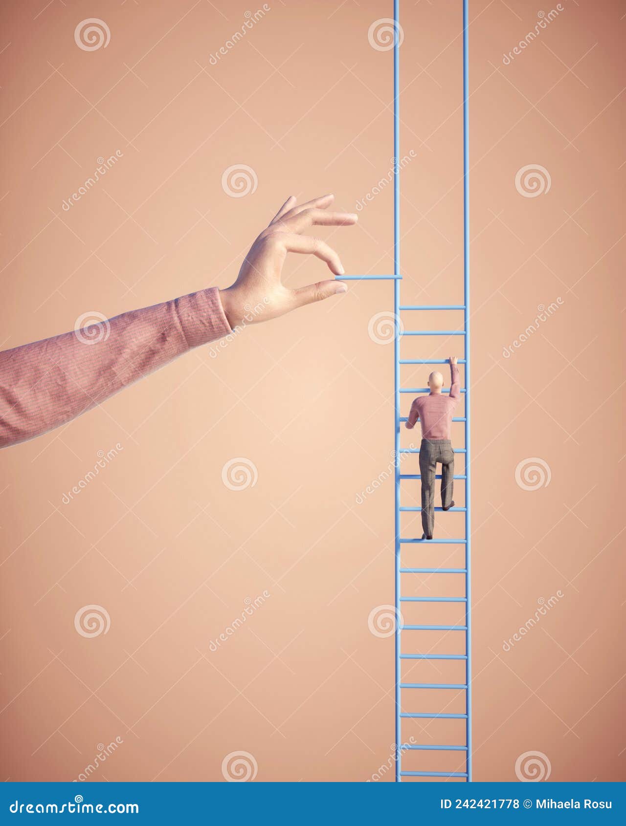 Man climbs a ladder stock illustration. Illustration of future - 242421778