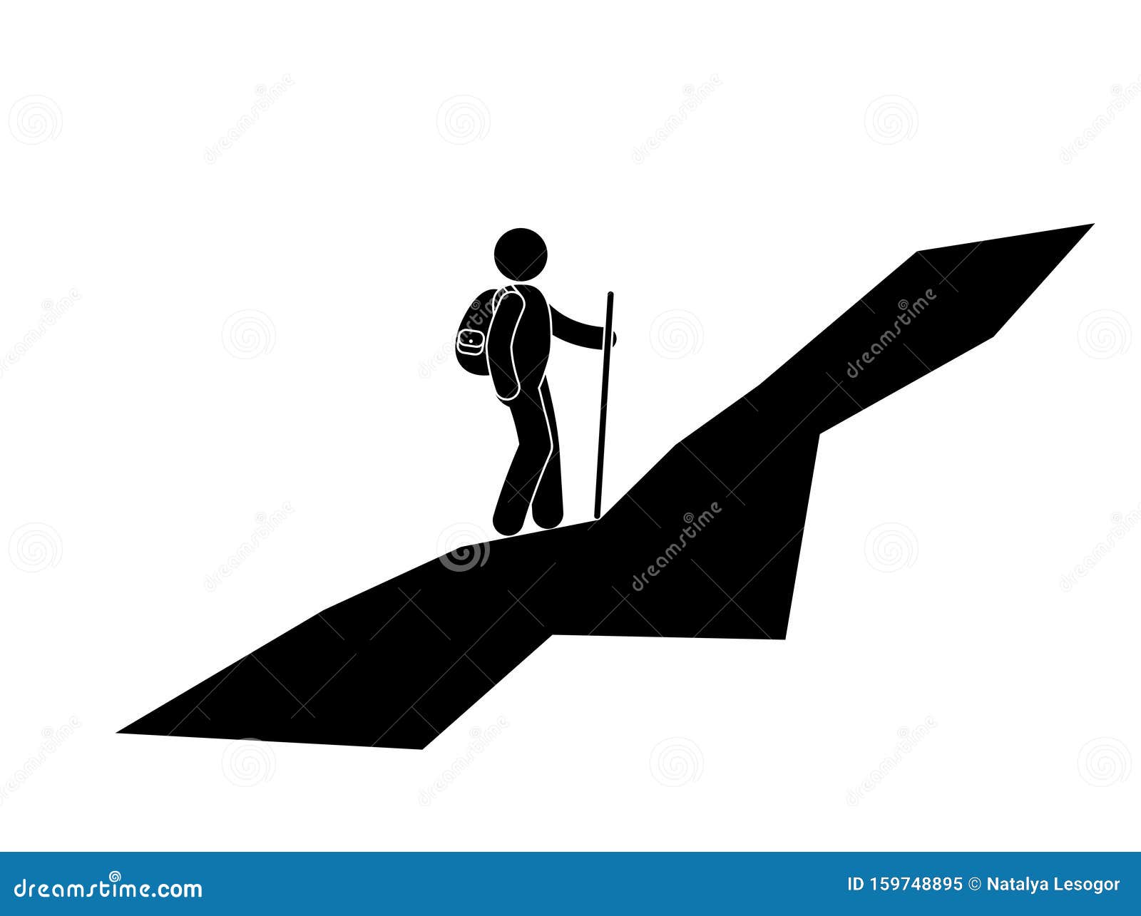 Stick Man Climbs Up The Stairs. The Concept Of The Path To Success ...