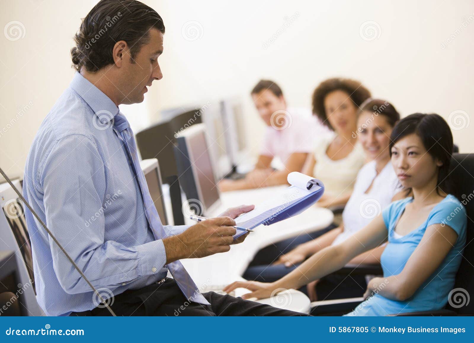 Man with Clipboard Giving Lecture Stock Image - Image of manager, staff ...