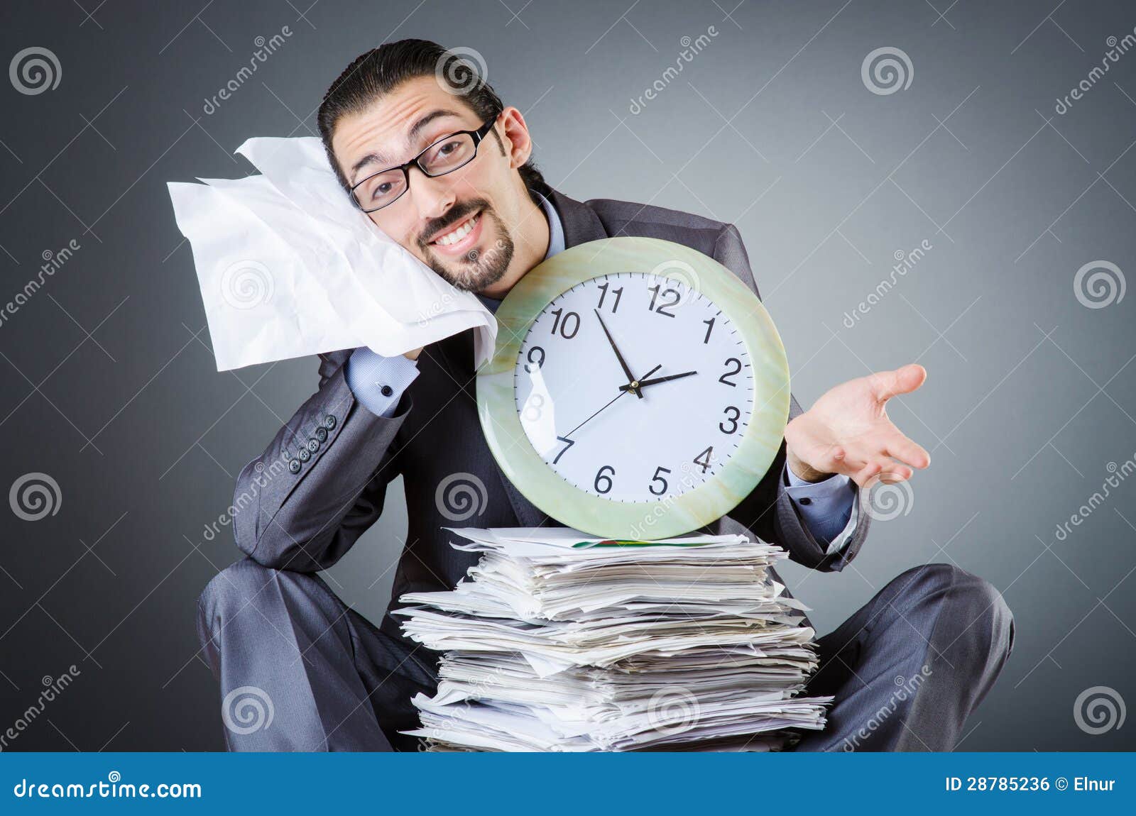 Man with clock stock photo. Image of person, deadline - 28785236