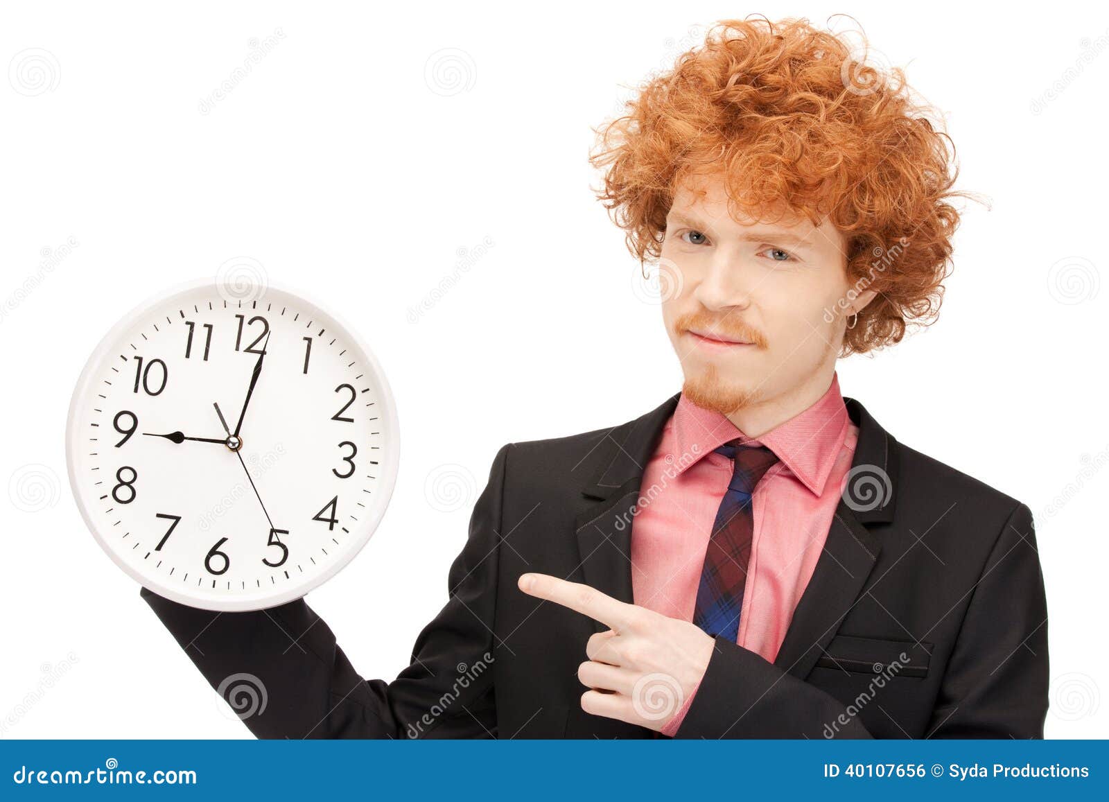 Man with clock stock photo. Image of morning, clock, alarm - 40107656