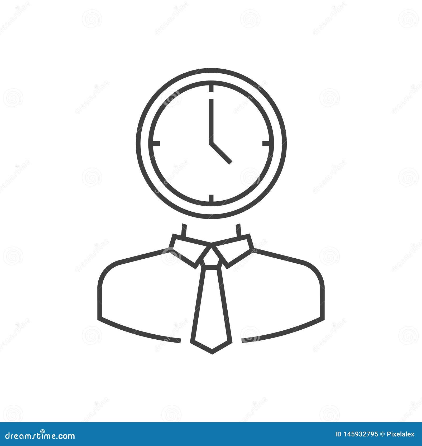 Man with clock head stock vector. Illustration of concept - 145932795