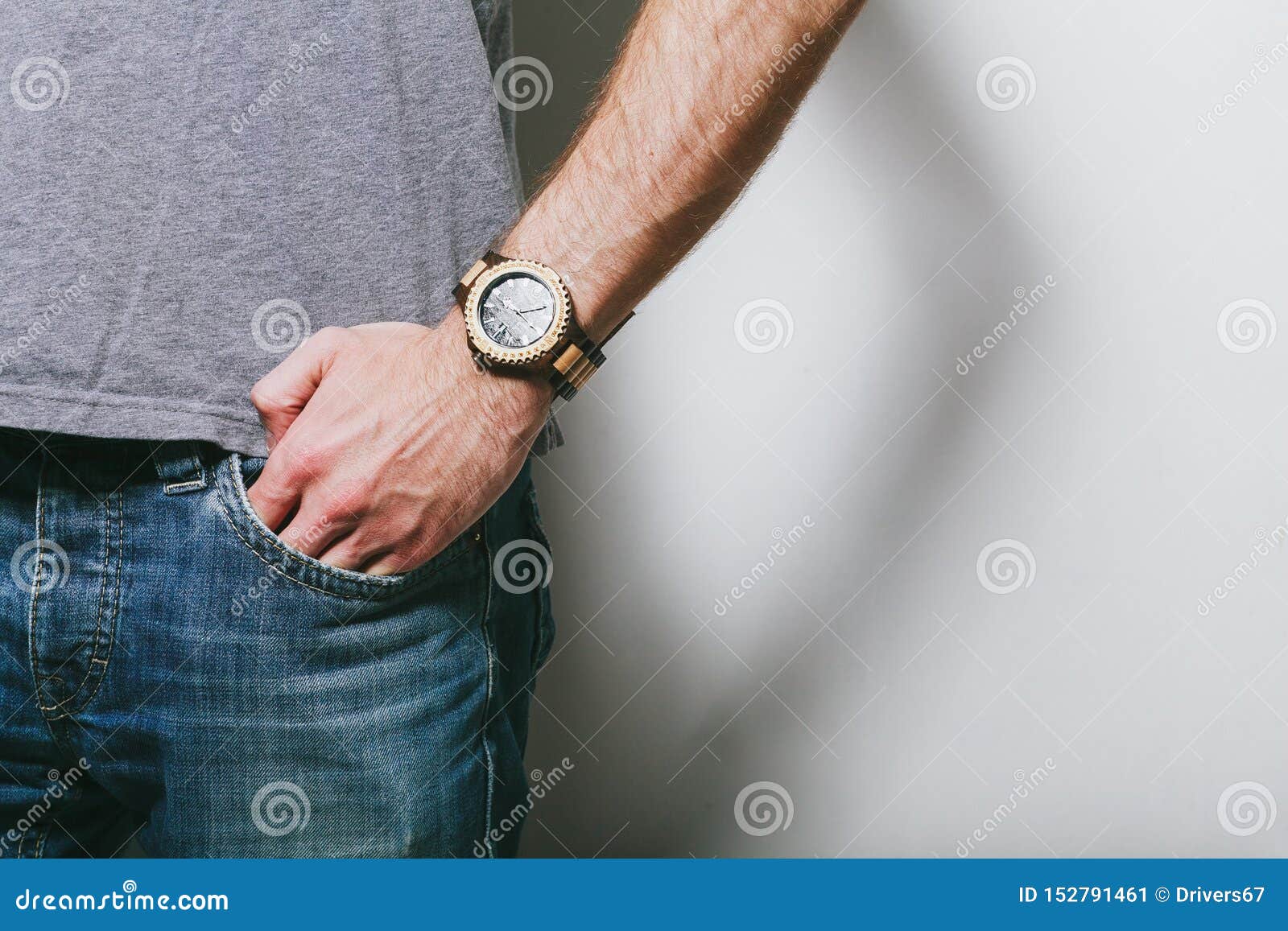 A Man with a Clock on His Hand Stock Image - Image of beauty, body ...