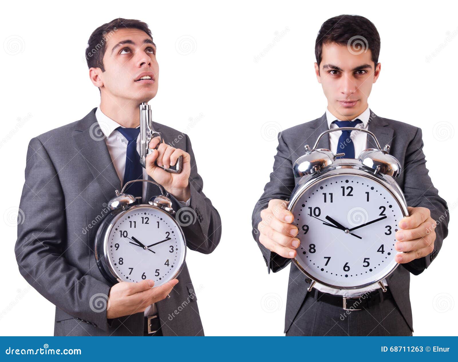 The Man with Clock Isolated on White Stock Image - Image of businessman ...
