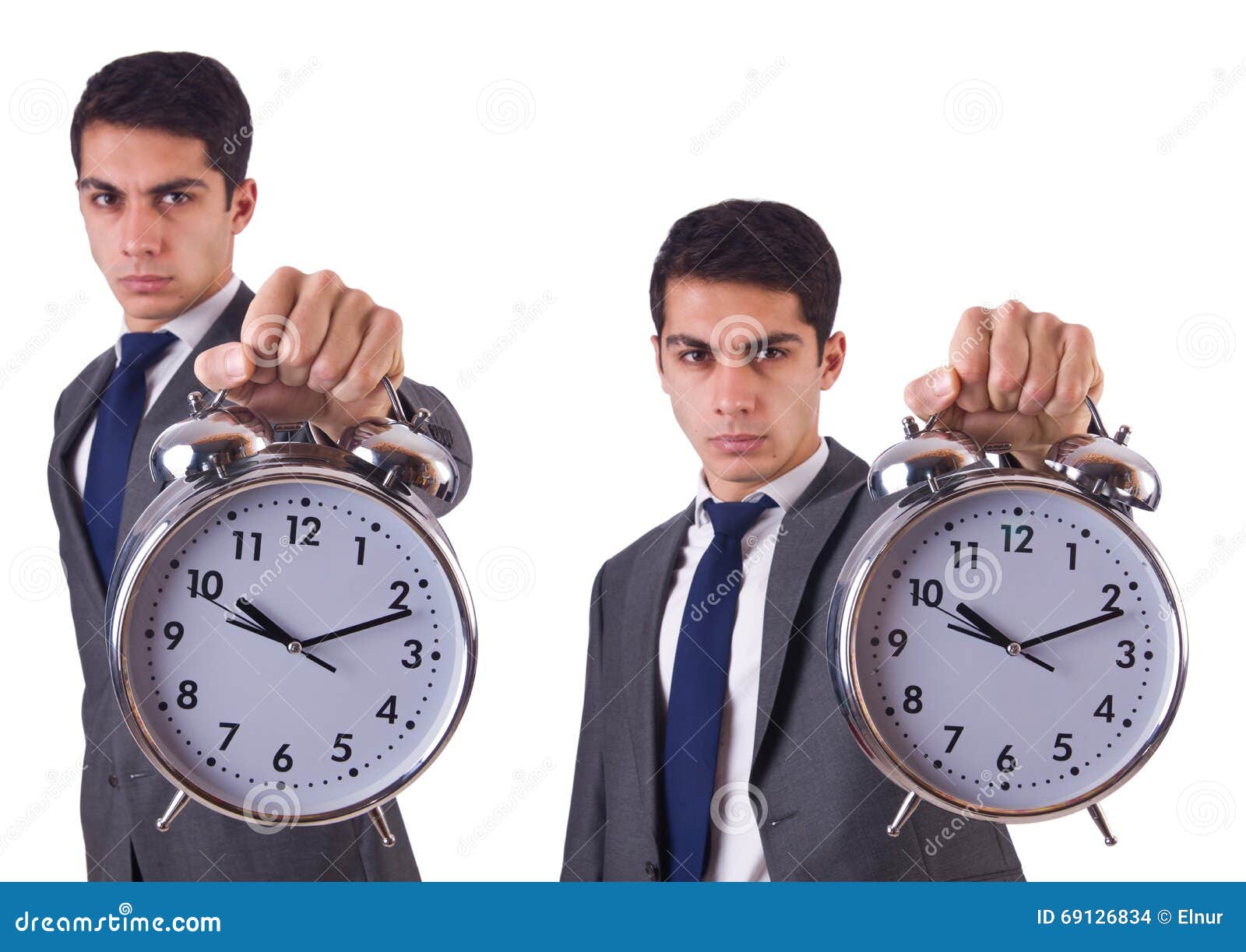The Man with Clock Isolated on White Stock Photo - Image of isolated ...
