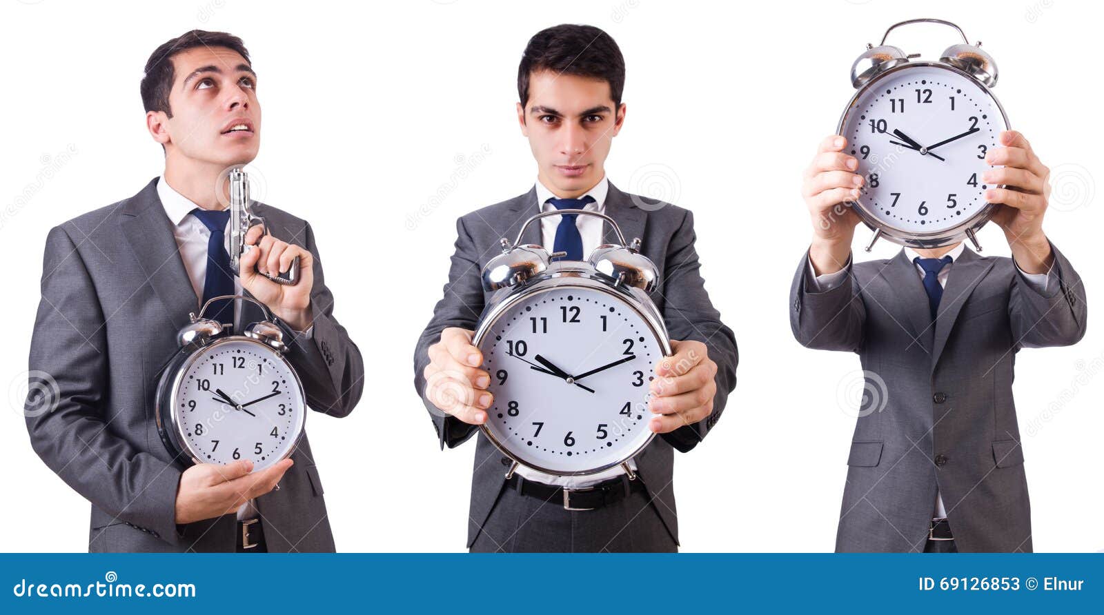 The Man with Clock Isolated on White Stock Image - Image of montage ...
