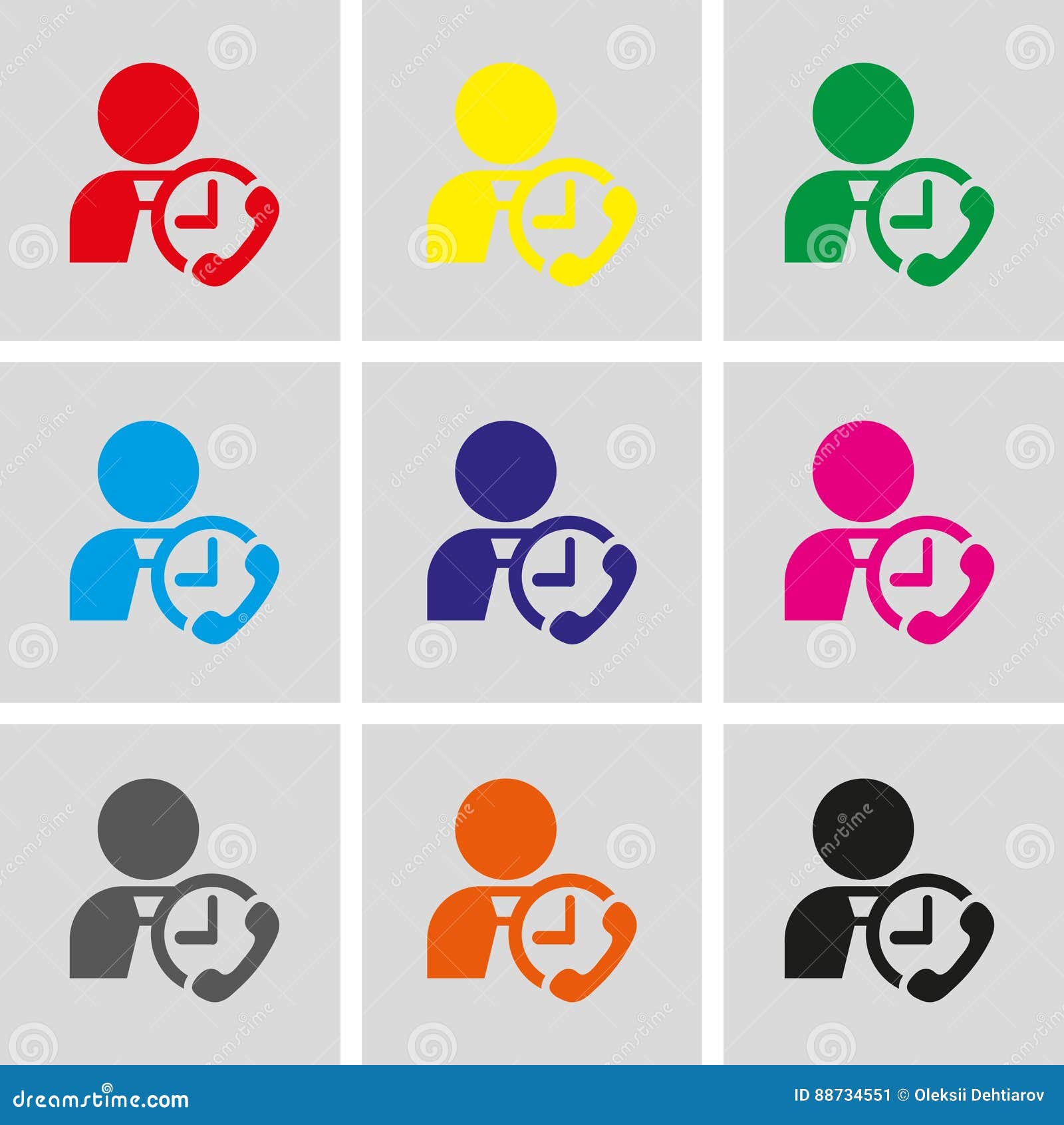 Man Clock Phone Icon Stock Vector Illustration Flat Design Stock Vector ...