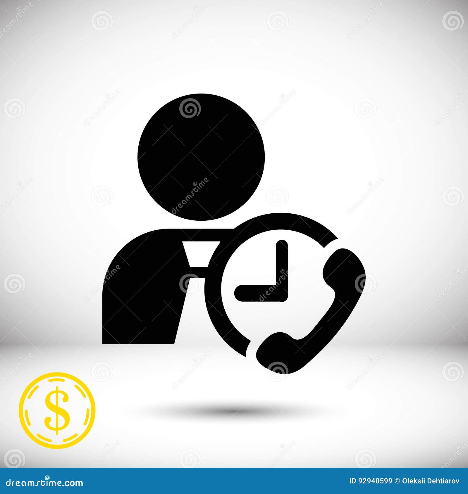 Man Clock Phone Icon Stock Vector Illustration Flat Design Stock Vector ...