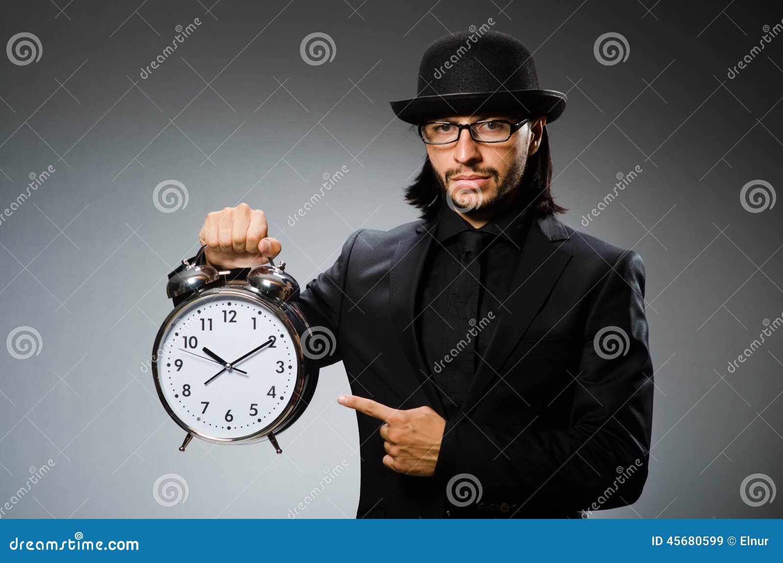 Man with clock wearing stock image. Image of bombashy - 45680599