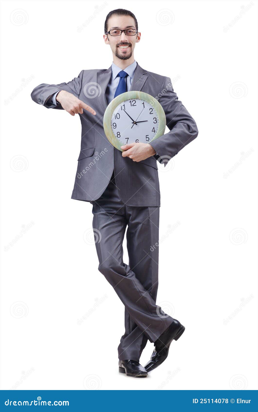 Man with clock on white stock photo. Image of businessman - 25114078