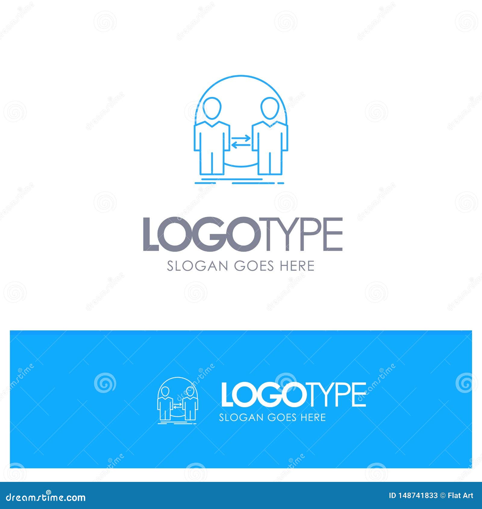 Man Clone User Identity Duplicate Blue Outline Logo With Place For