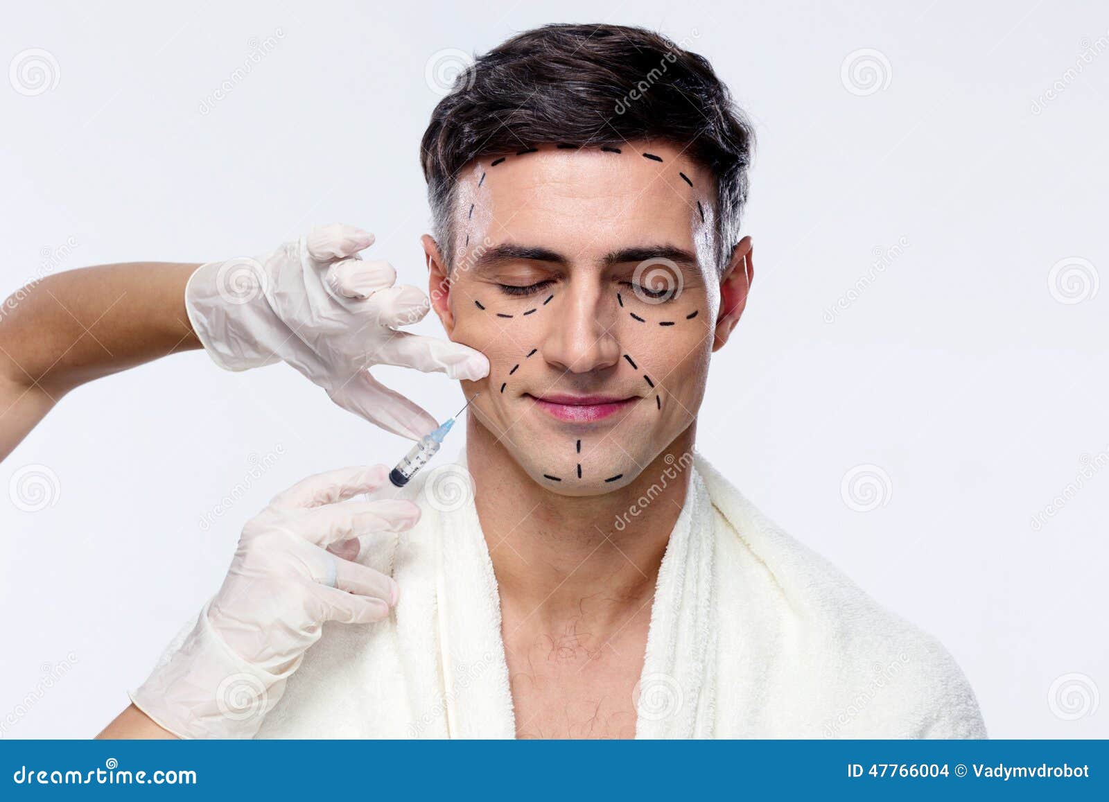 Man with Closed Eyes at Plastic Surgery Stock Photo - Image of needle ...