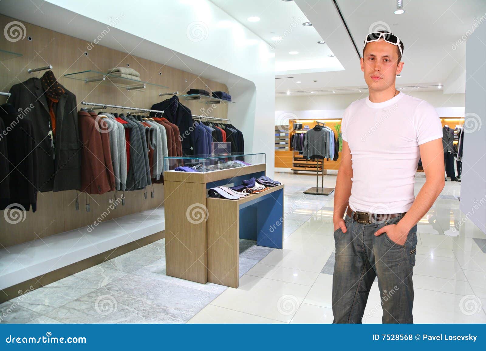 Man in clothes shop stock photo. Image of mall, casual - 7528568