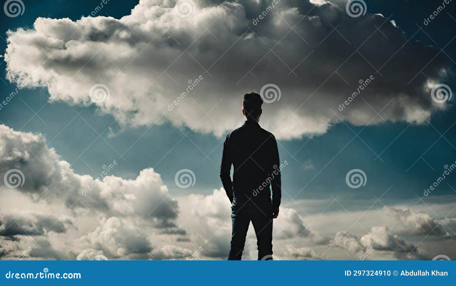 Man with a Cloud Over His Head Illustration Thinking Stock Illustration ...