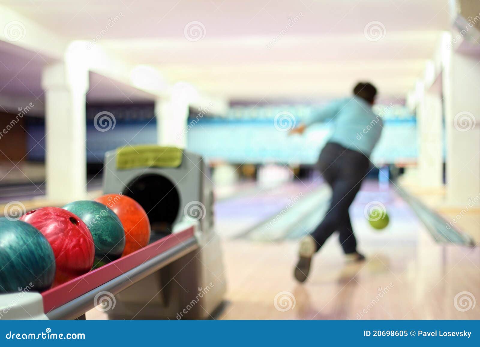 Man in Club for Bowling Throw Ball Stock Image - Image of hall, ball ...