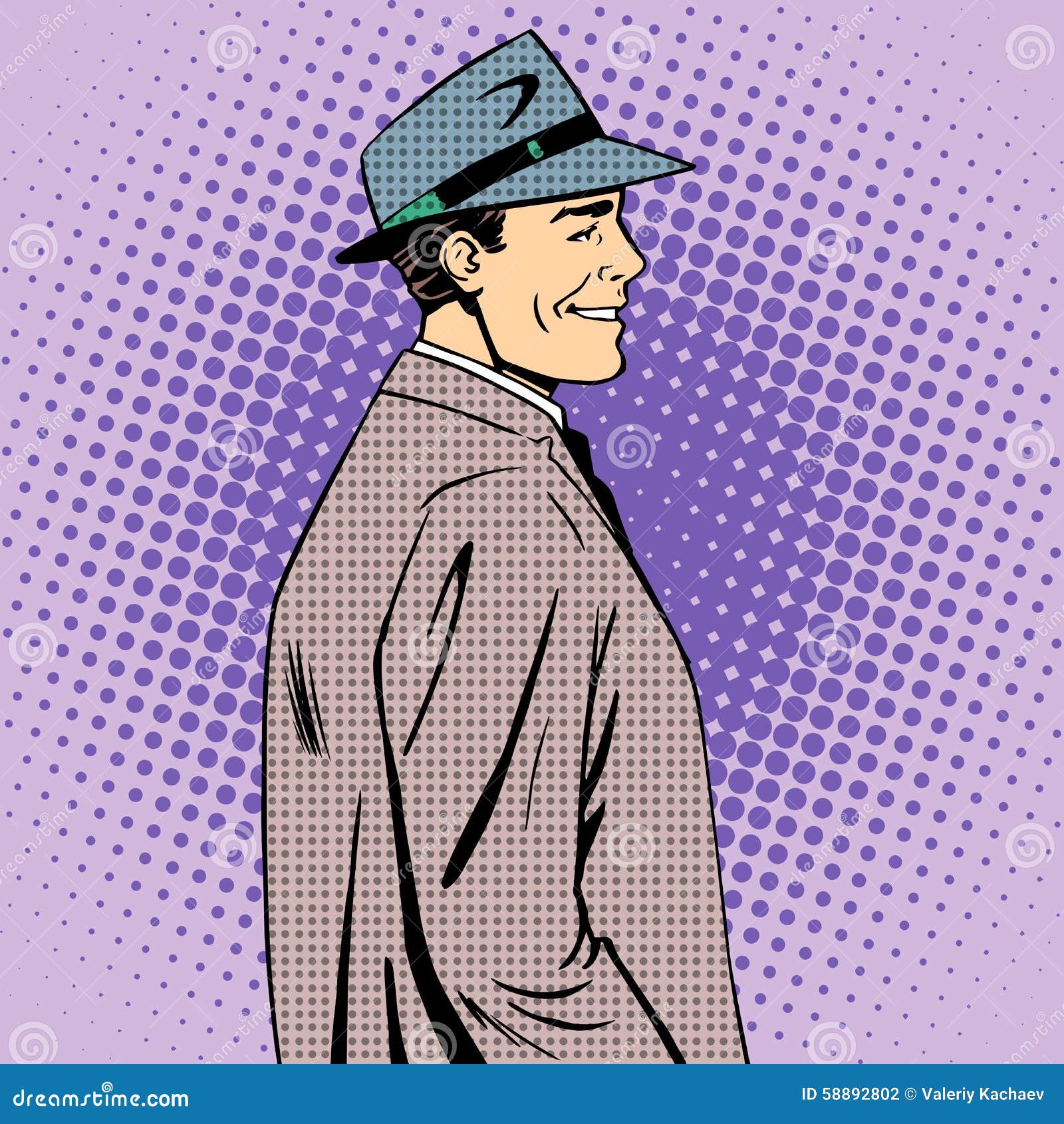 Man coat hat retro style stock vector. Illustration of vintage - 58892802