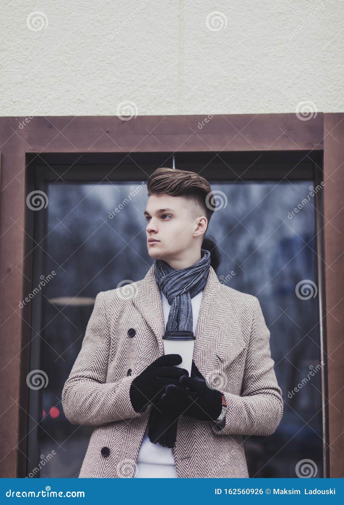 Man in a Coat Holding Coffee Stock Photo - Image of cafe, holding ...