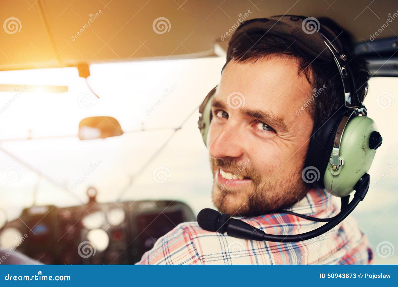 Man in cockpit stock image. Image of flight, smiling - 50943873